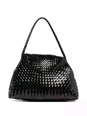 Dragon Diffusion Patent-leather Woven Tote Bag - Black