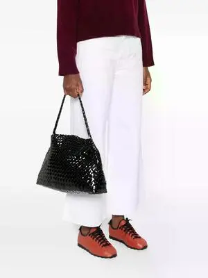 Dragon Diffusion Patent-leather Woven Tote Bag - Black
