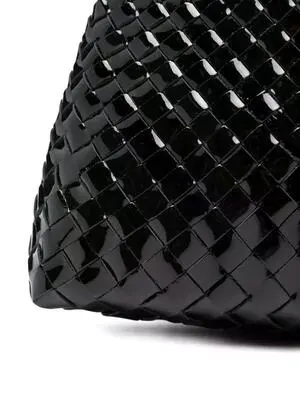 Dragon Diffusion Patent-leather Woven Tote Bag - Black