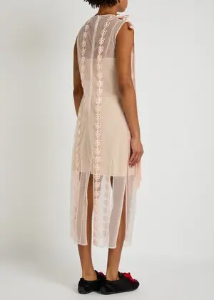 Simone Rocha Appliquéd Sheer Tulle Midi Dress