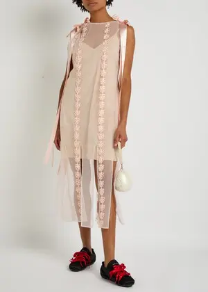 Simone Rocha Appliquéd Sheer Tulle Midi Dress