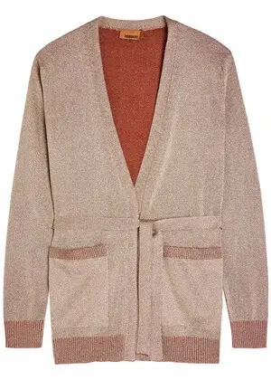 Missoni Belted Lamé Knit Cardigan - Rose