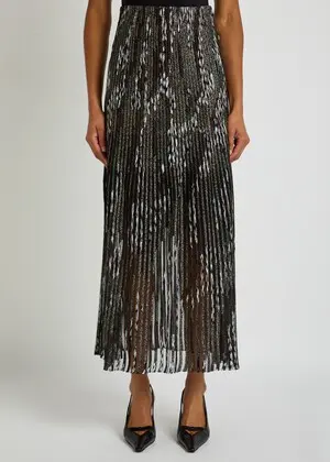 Missoni Patterned Jacquard Metallic-knit Midi Skirt