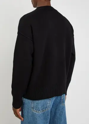 Ami Logo-intarsia Wool Jumper - Black