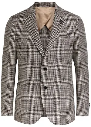 LARDINI Houndstooth Wool And Silk-blend Designer Blazer Uk40/l