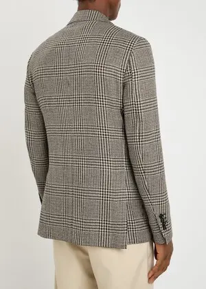 LARDINI Houndstooth Wool And Silk-blend Designer Blazer Uk40/l