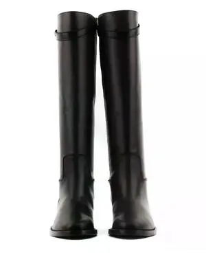 PAUL WARMER Buckle-strap Leather Knee-high Boots