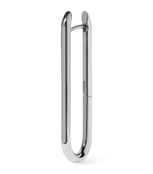 Annoushka White Gold Knuckle Long Single Hoop Earring - Silver