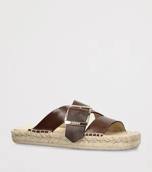 Loewe Petal Espadrille Slides - Brown