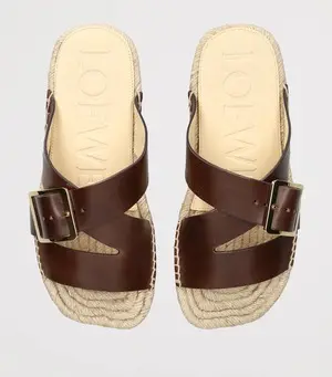 Loewe Petal Espadrille Slides - Brown