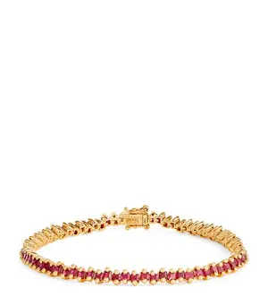 SUZANNE KALAN Yellow Gold And Ruby Princess Tennis Bracelet - Rose Gold