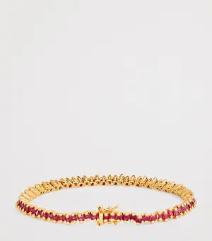 SUZANNE KALAN Yellow Gold And Ruby Princess Tennis Bracelet