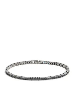 Tateossian Sterling Silver Quadro Tennis Bracelet - Black