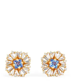 SUZANNE KALAN Diamond And Sapphire Princess Earrings - Gold