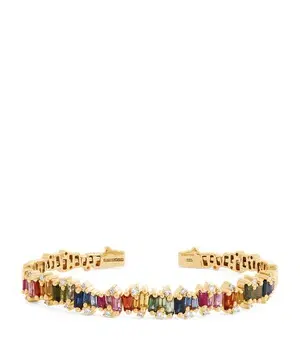 SUZANNE KALAN Yellow Diamond And Sapphire Audrey Bangle - Gold