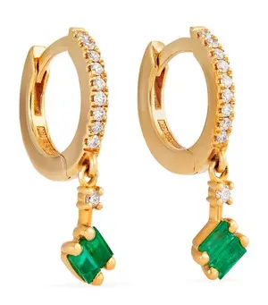 SUZANNE KALAN Yellow Diamond And Emerald Drop Earrings - Gold