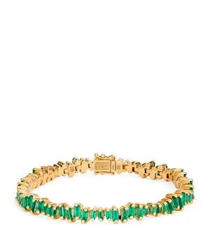 SUZANNE KALAN Yellow And Emerald Tennis Bracelet - Gold
