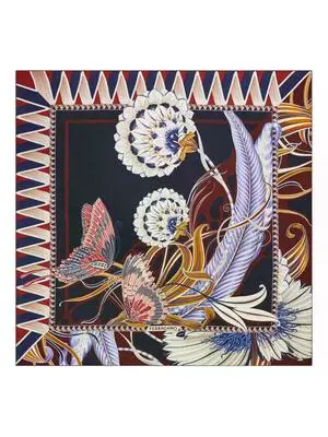 FERRAGAMO Butterfly-print Silk Scarf - Blue