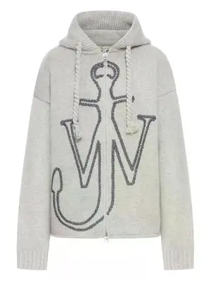 JW Anderson Wool Anchor-embroidery Hoodie - Grey