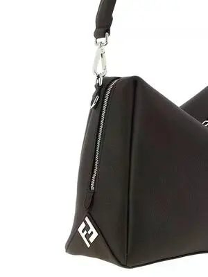 Fendi Ff Logo Leather Shoulder Bag - Brown