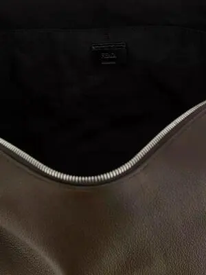 Fendi Ff Logo Leather Shoulder Bag - Brown