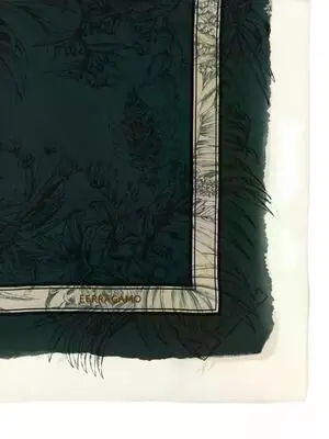 FERRAGAMO Floral-print Silk Scarf - Green