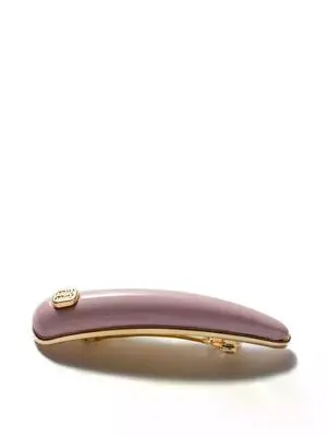 Miu Miu Logo-plaque Leather Hair Clip - Pink