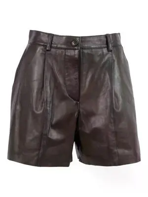 P.a.r.o.s.h Pleated Leather Bermuda Shorts