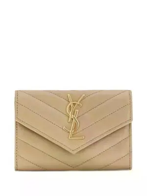 Saint Laurent Chevron-quilted Leather Wallet - Neutrals