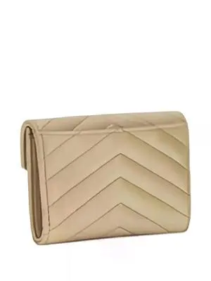Saint Laurent Chevron-quilted Leather Wallet - Neutrals