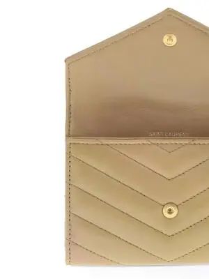Saint Laurent Chevron-quilted Leather Wallet - Neutrals