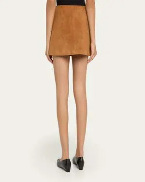Marc Jacobs Suede Pleat Mini Skirt - Copper