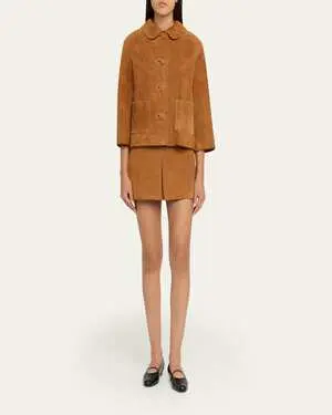 Marc Jacobs Suede Pleat Mini Skirt - Copper