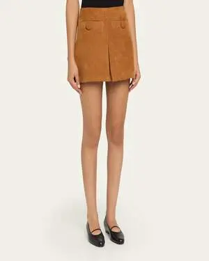 Marc Jacobs Suede Pleat Mini Skirt - Copper