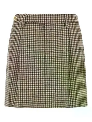 Brunello Cucinelli Pleated Checked Mini Skirt
