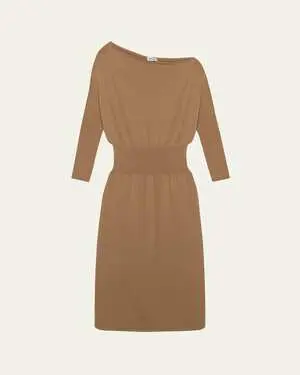 Simkhai Janese Off-the-shoulder Knit Midi Dress - Camel