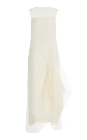 Staud Viola Silk Midi Dress - Ivory