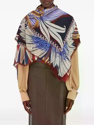 FERRAGAMO Floral-print Fringed Scarf