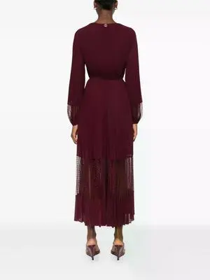 TWINSET Pleated Spotted-panel Midi Dress