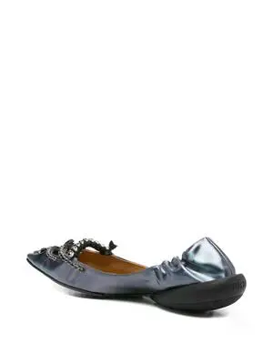 13 09 SR Embellished Pointed-toe Ballet Flats - Blue