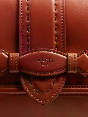 LANCEL Sienna Leather Flap Satchel - Brown