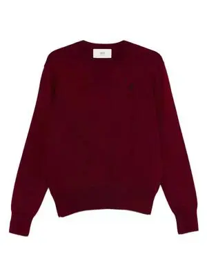 Ami Crew Neck Sweater With Logo Embroidery