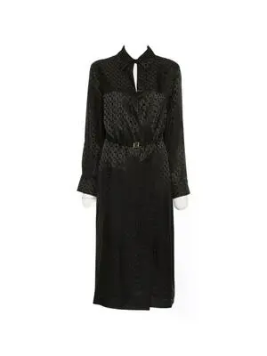 Fendi Ff Jacquard Belted Dress - Brown