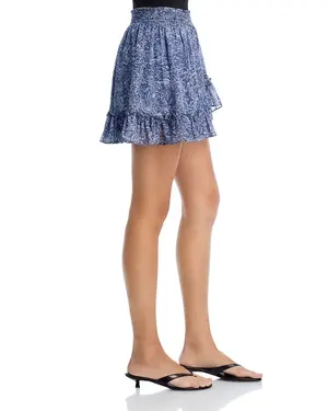 Aqua Metallic Ruffled Mini Skirt