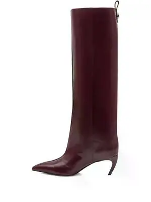 Attico 65mm Leather Pointed-toe Boots - Red
