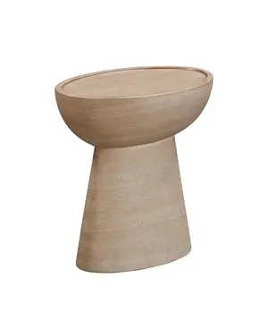 TOV FURNITURE Eclipse Textured Faux Indoor / Outdoor Side Table - Travertine