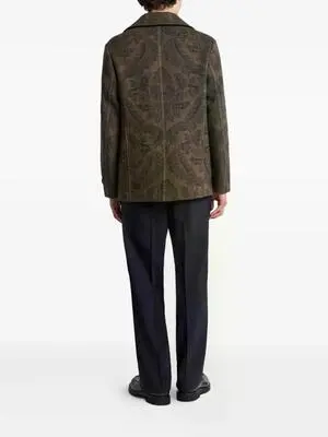 Etro Paisley Herringbone Pea Coat