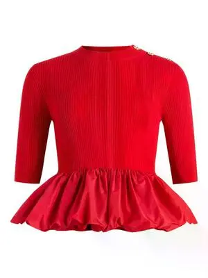 PATOU Ribbed Ruffle-hem Jumper - Red