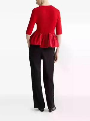 PATOU Ribbed Ruffle-hem Jumper - Red