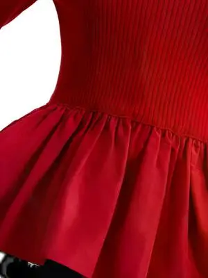 PATOU Ribbed Ruffle-hem Jumper - Red